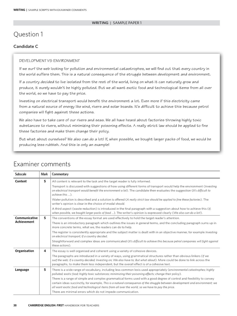 Cambridge English First Writing Samples | PDF | English Language ...