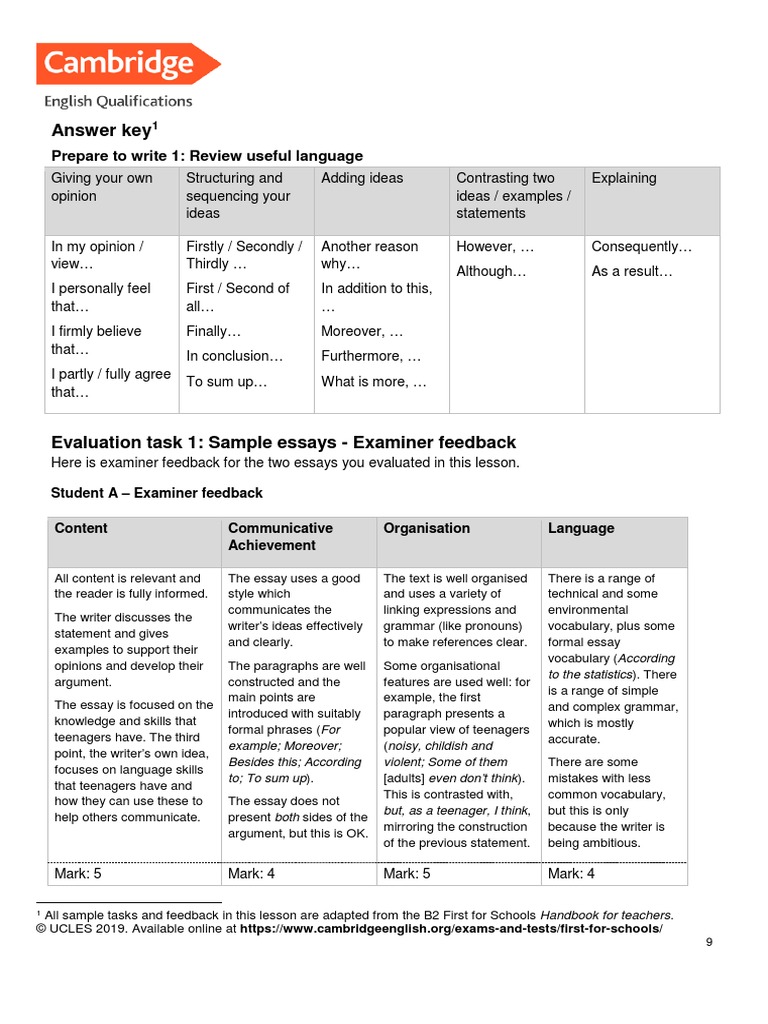 Useful Language - Writing Test | PDF | Essays | Writers