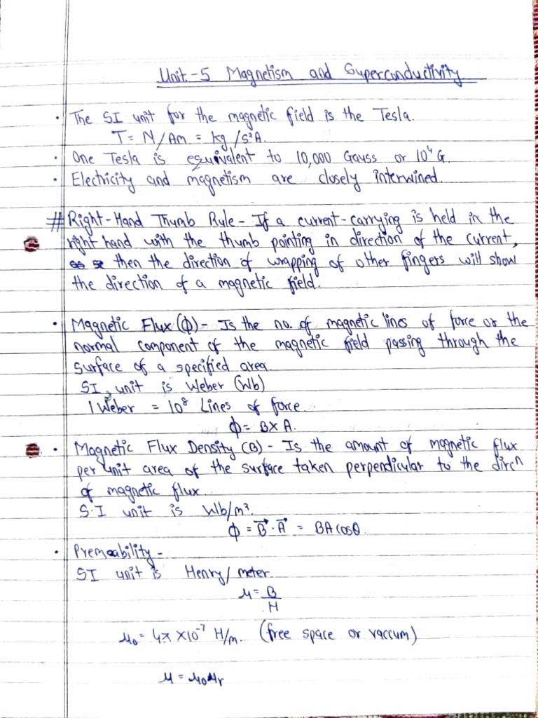 Phy - Unit 5 - Magnetism and Superconductivity | PDF | Electromagnetism ...