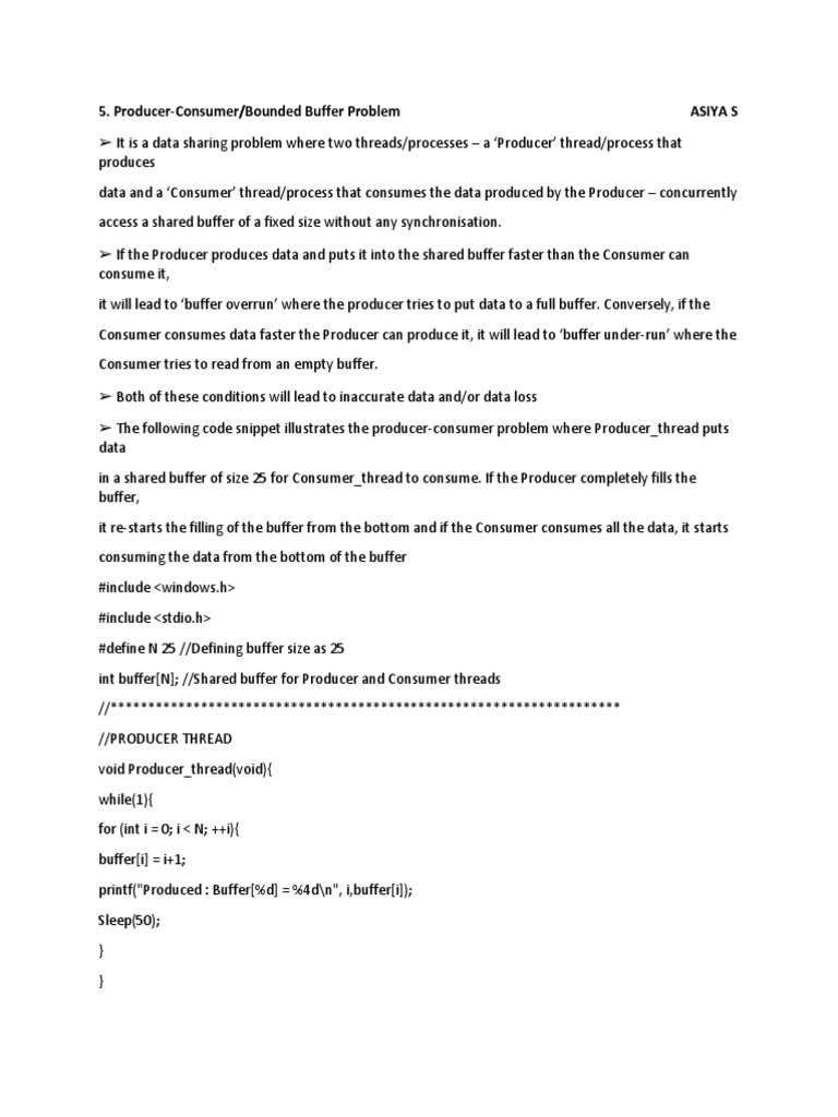 Producer-Consumer Problem Solved with Sleep and Wakeup | PDF | Thread ...