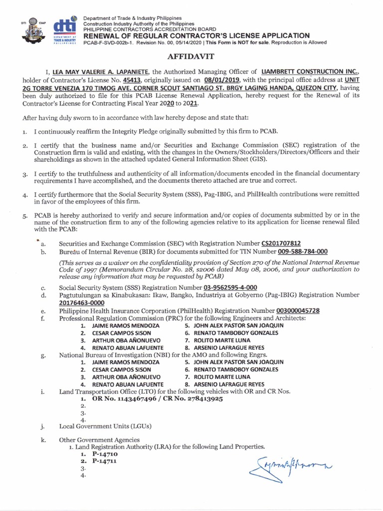 PCAB Affidavit | PDF