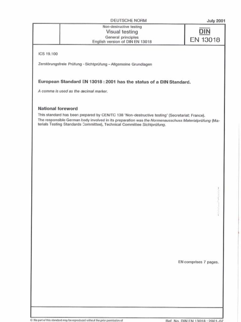 Din en 13018 - 2001 | PDF