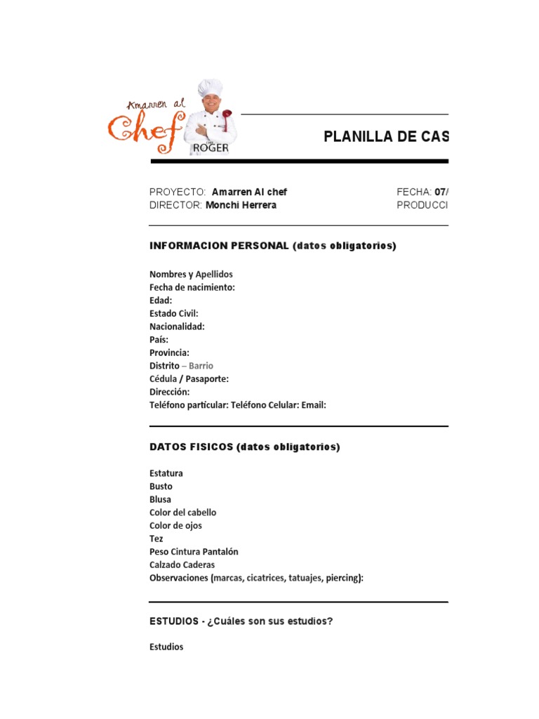 Planilla de Casting | PDF