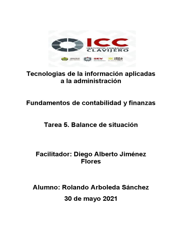 Tarea 5 Rolando Arboleda | Descargar gratis PDF | Hoja de balance ...