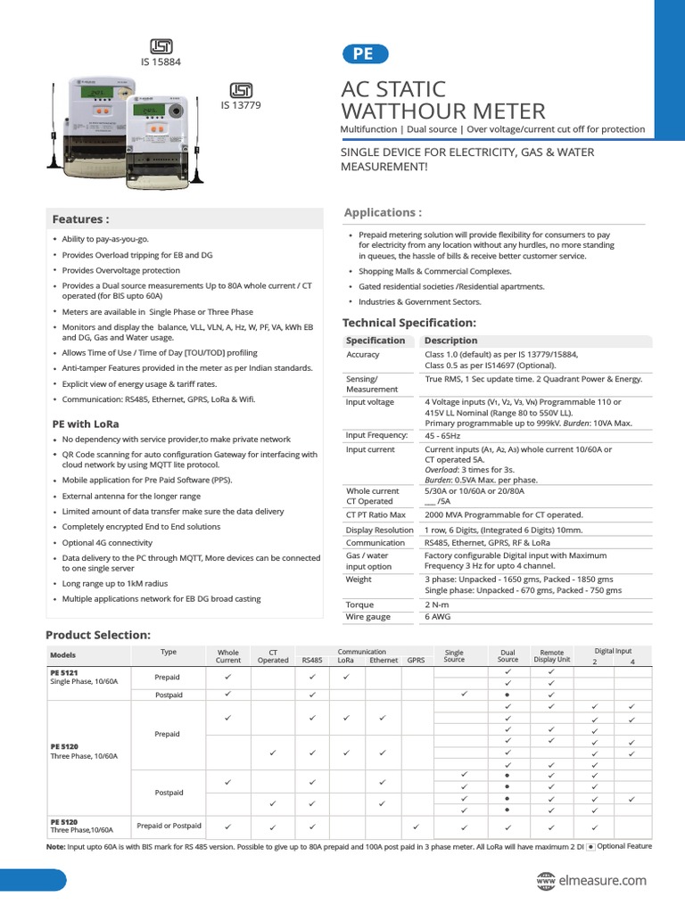 Multifunction Electric Meter Specs | PDF