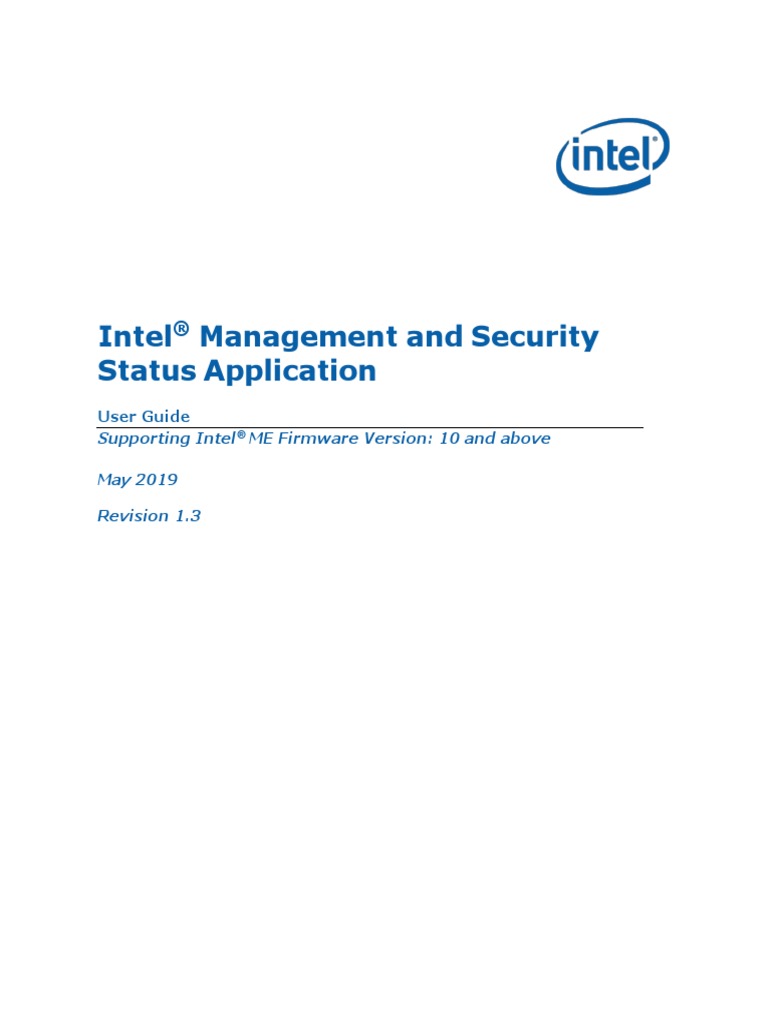Intel Management and Security Status Application: User Guide | Download ...