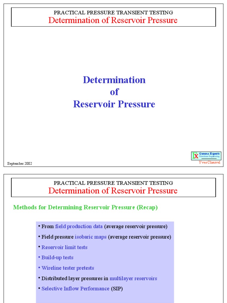 Reservoir Pressure Determination Methods | PDF | Petroleum Reservoir ...