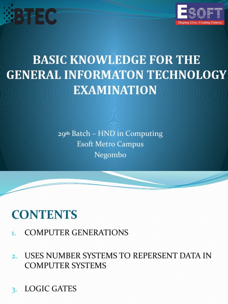 Basic Knowledge For The General Informaton Technology Examination | PDF