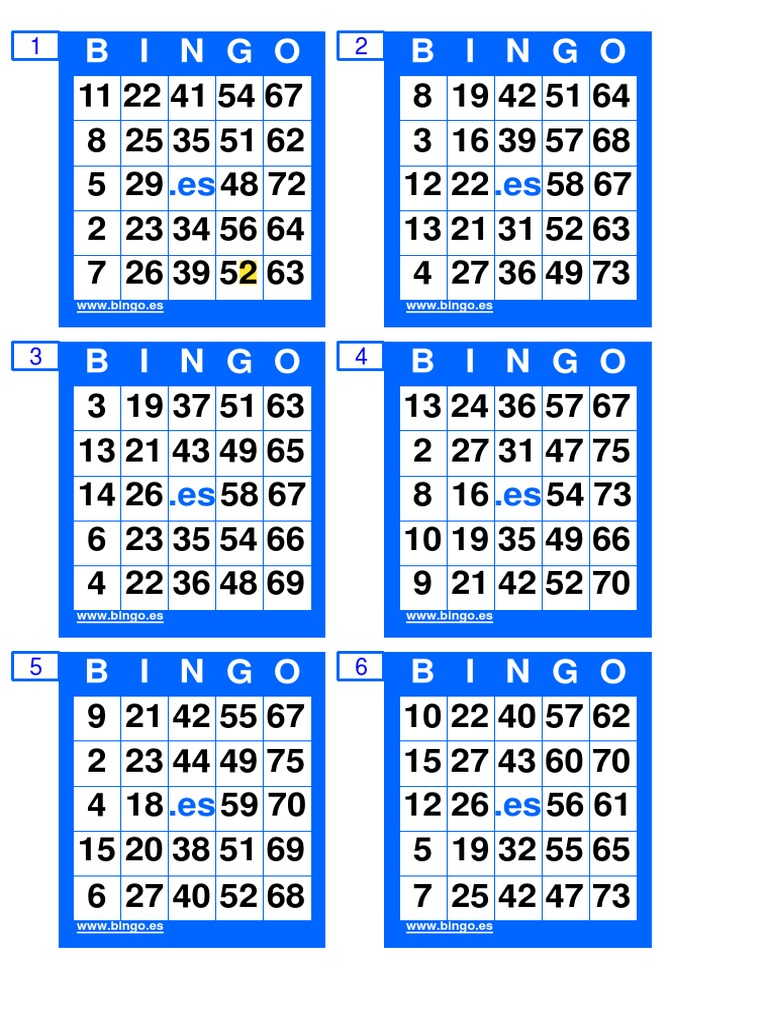 Tarjetas De Bingo Con Números Del 1 Al 20 Bingos Para Imprimir
