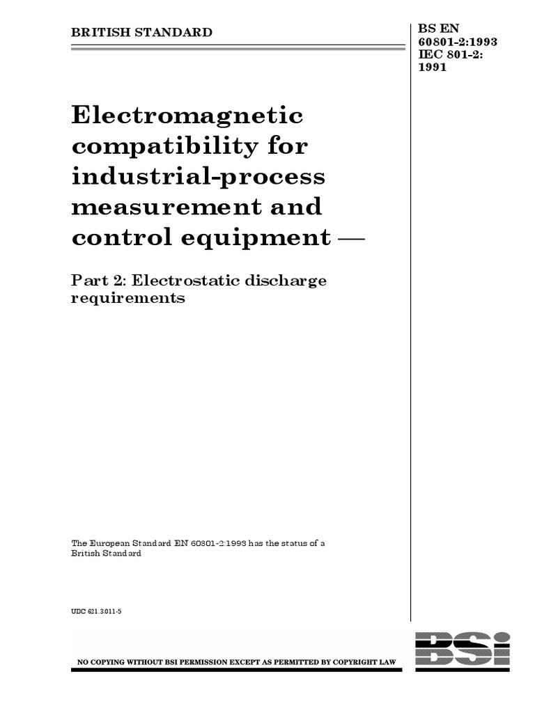 BS EN 60801-2 Electromagnetic Compatibility | PDF | Electrostatic ...