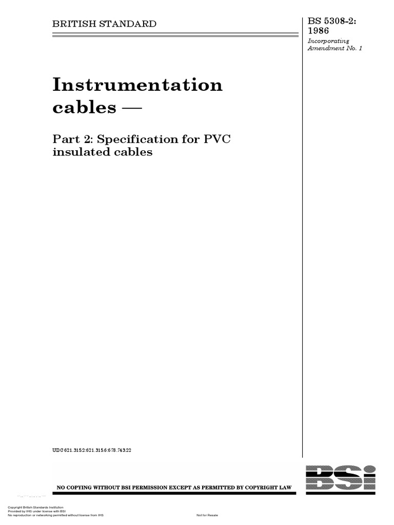 BS 5308 Part 2 Instrumentation Cables | PDF | Insulator (Electricity ...