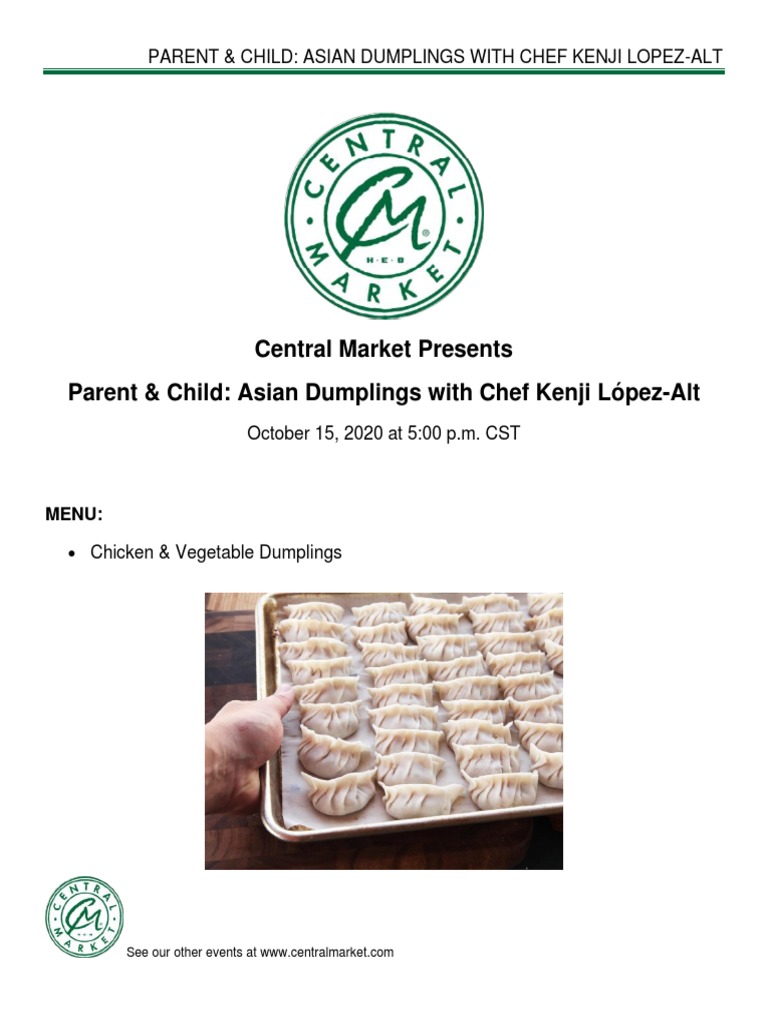 Central Market Presents Parent & Child: Asian Dumplings With Chef Kenji ...