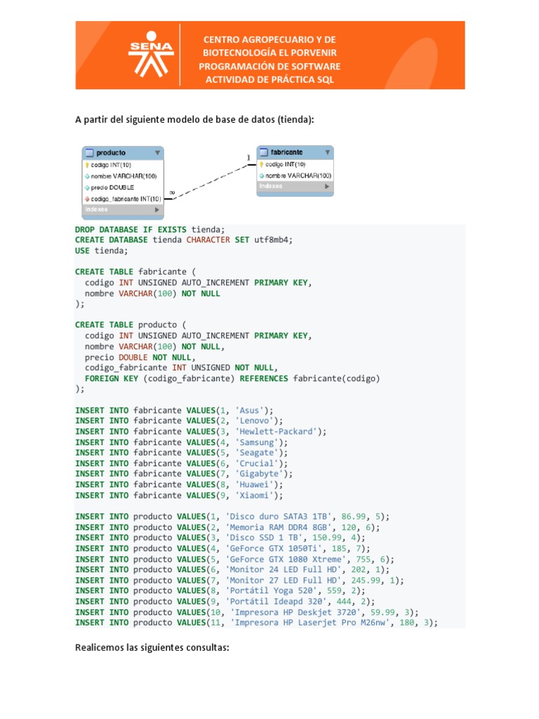 Consultas Base De Datos Parte 1 Pdf Sql Gestión De Tecnología De 2780