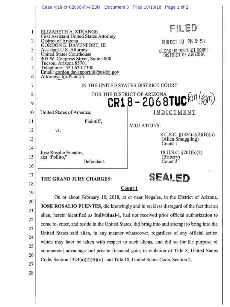 Fuentes Indictment | PDF | United States Law | Justice