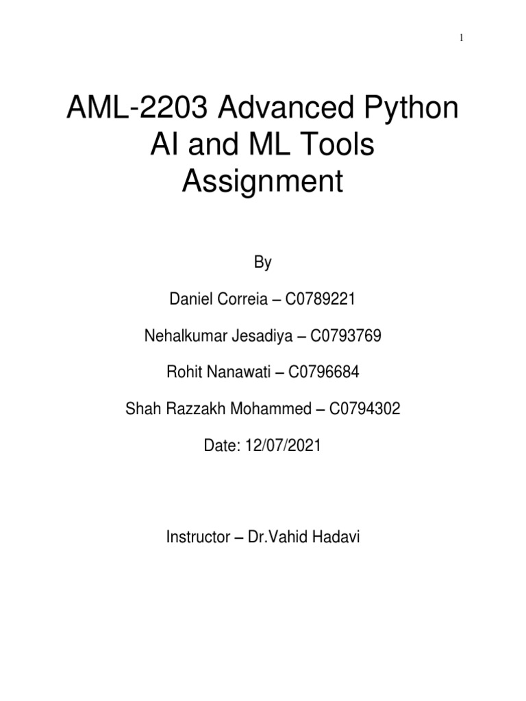 AML-2203 Advanced Python AI and ML Tools Assignment | PDF | Student's T ...