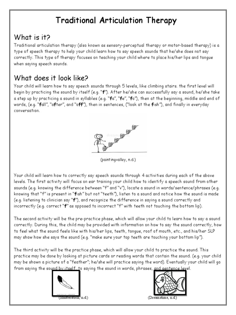 Traditional Articulation Therapy Parent Handout-Final | PDF | Speech ...