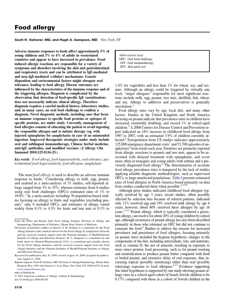 Food Allergy: Abbreviations Used OFC: Oral Food Challenge OIT: Oral ...