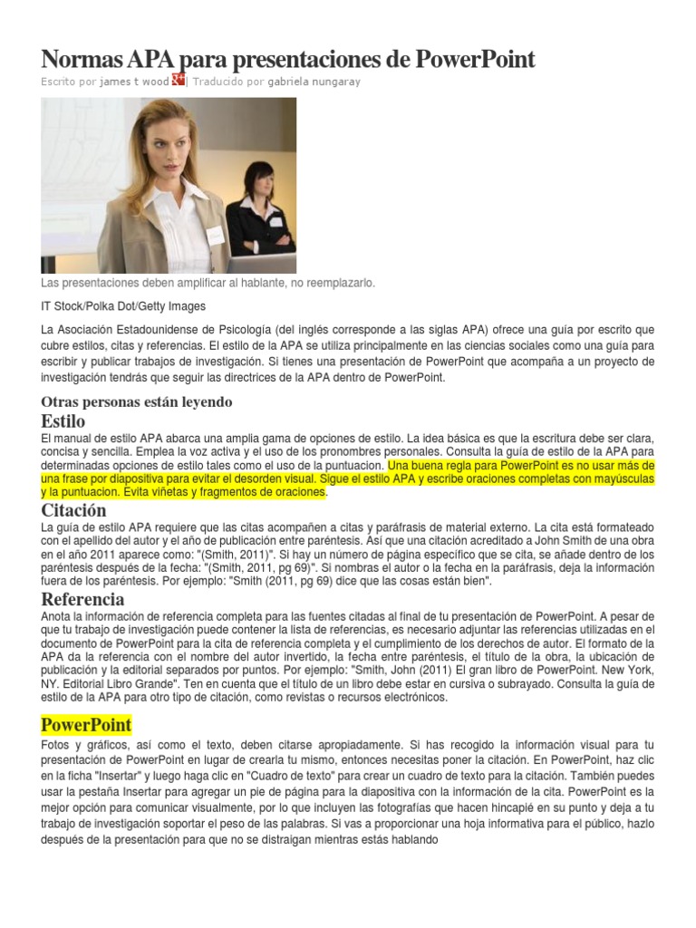 3 Normas Apa para Presentaciones de Power Point | PDF | Estilo apa ...