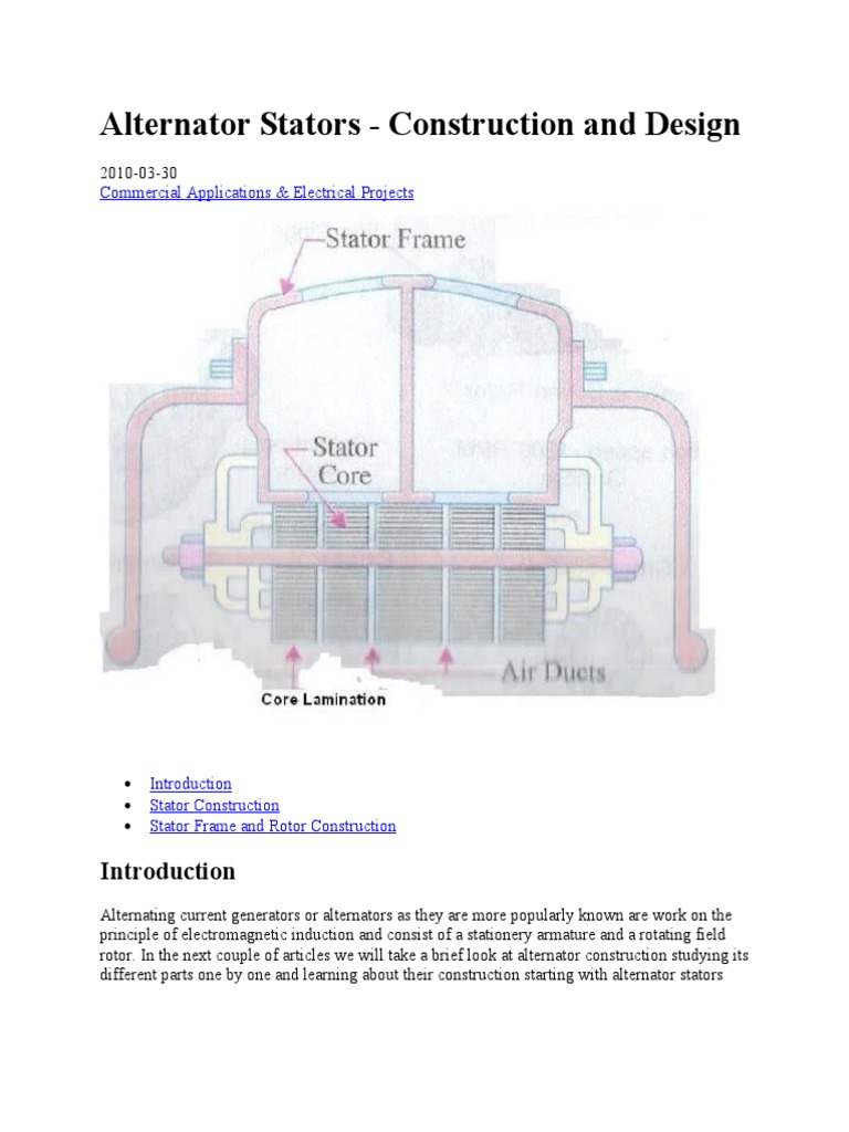 Alternator Stators Construction And Design Commercial Applications