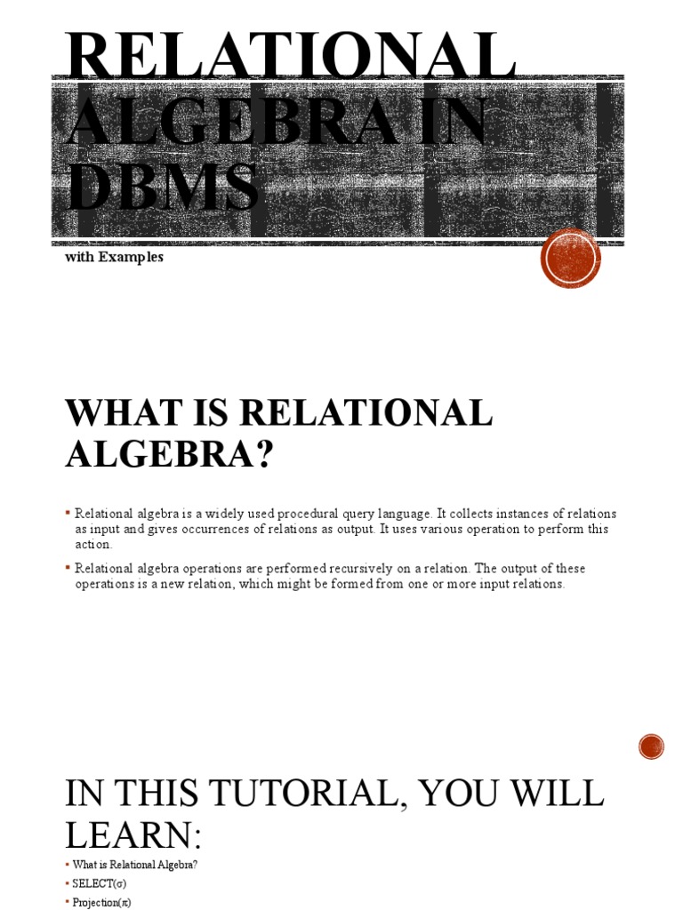 Relational Algebra Tutorial DBMS | PDF | Relational Model | Data Management