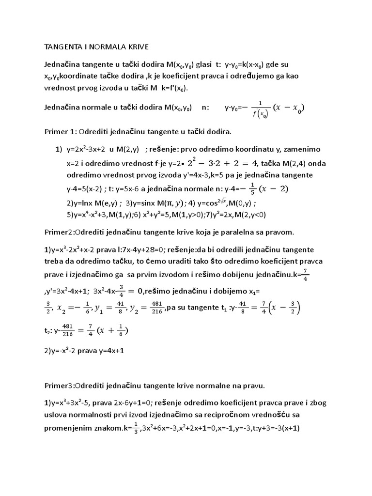 Tangenta I Normala Krive | PDF