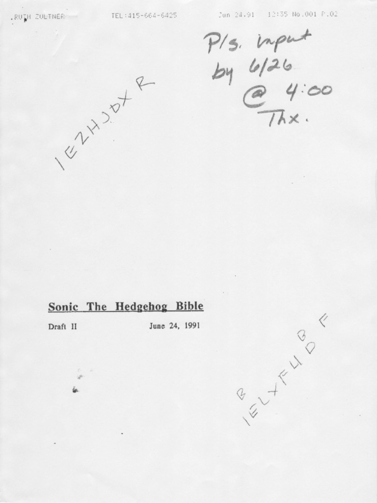 Sonic Bible Draft 2 | PDF