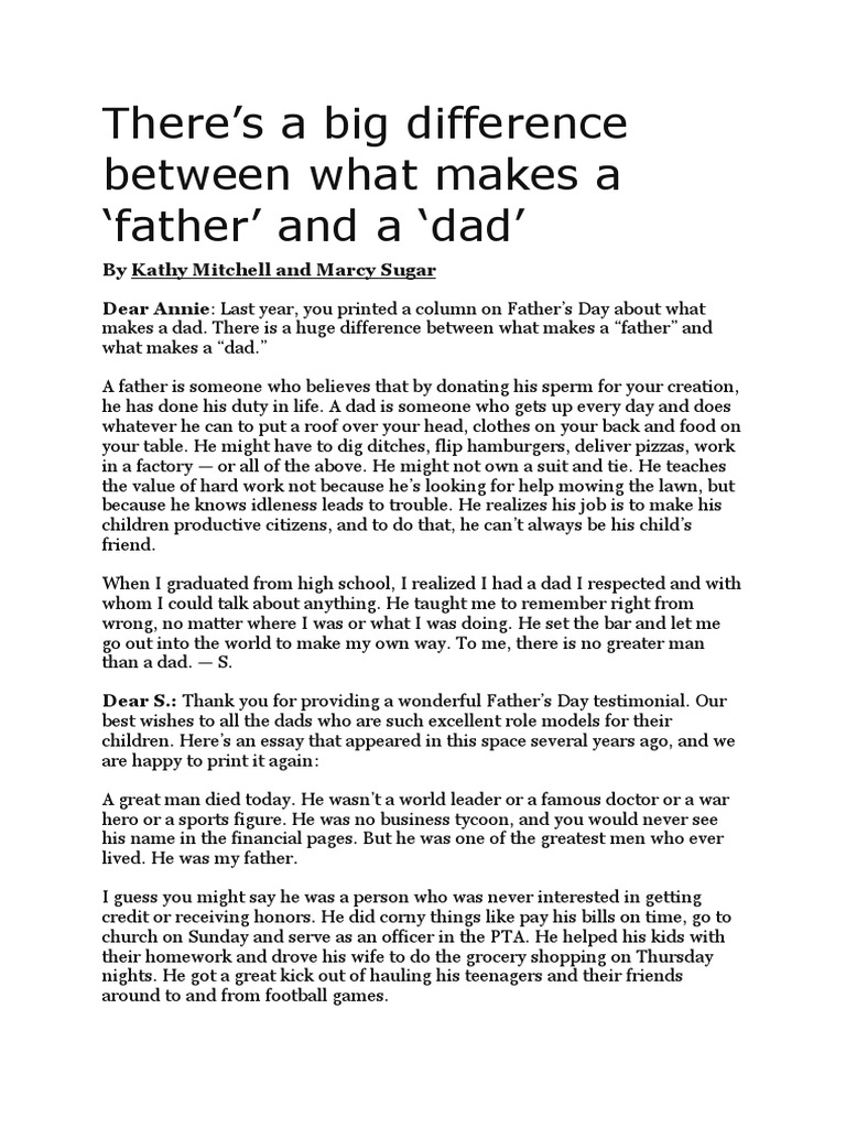 The True Meaning of Dad vs. Father | PDF | Father