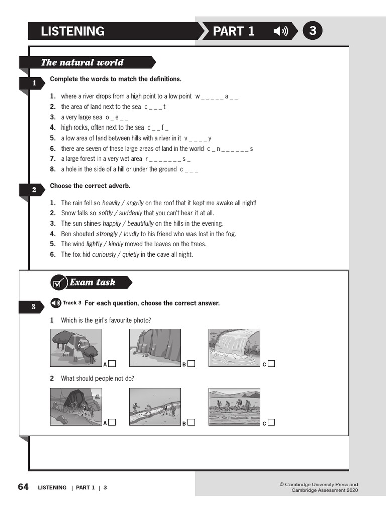 PET Listening Part 1 | PDF