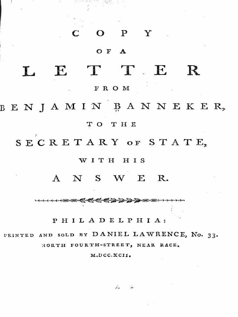 Benkamin Bannekers Letters To Thomas Jefferson With Reply | PDF