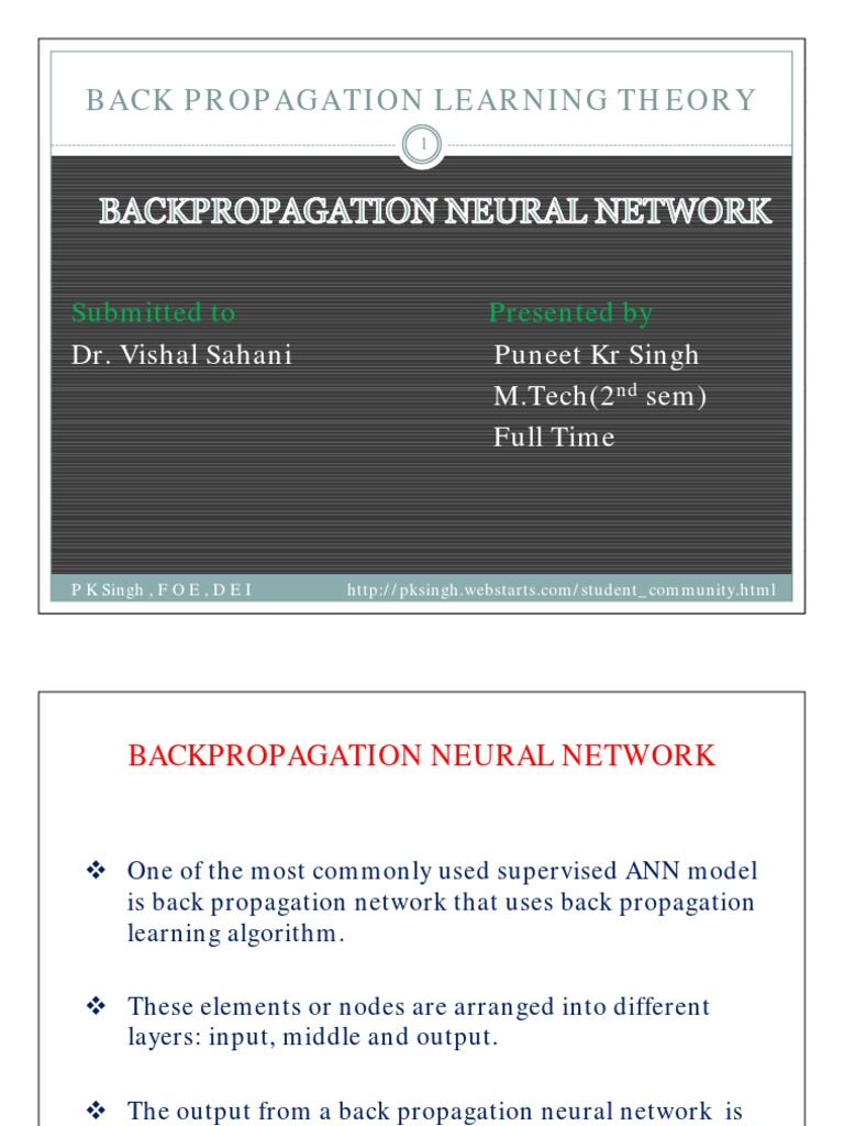 Backpropagation Neural Network | PDF | Artificial Neural Network ...