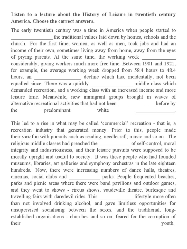 Listen To A Lecture About The History of Leisure in Twentieth Century ...