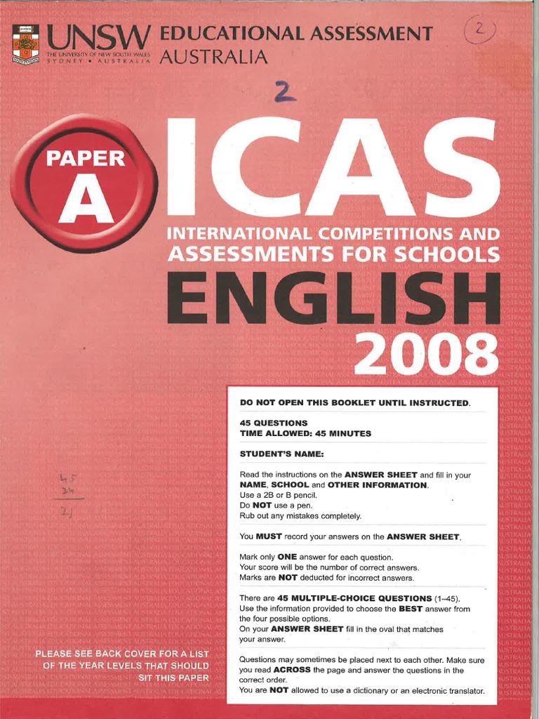 ICAS English 2008 Paper A | PDF