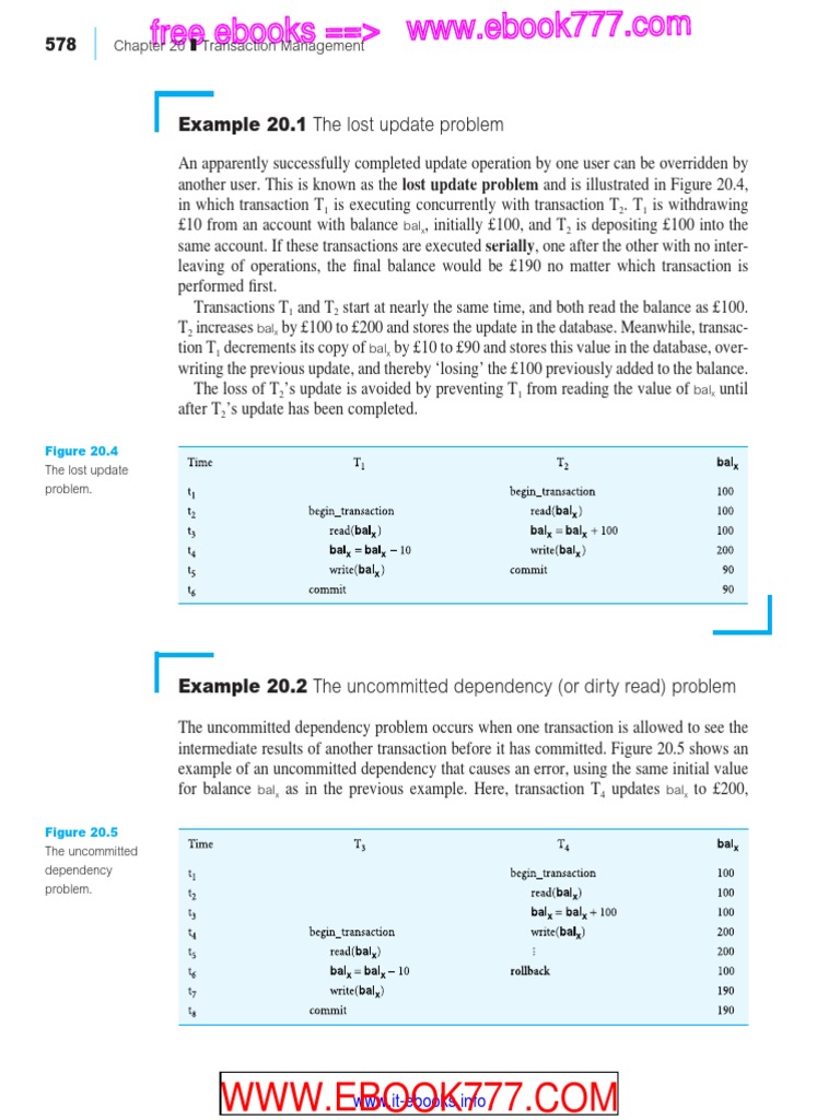 Example 20.1 The Lost Update Problem: Transaction Management | Download Free PDF | Database ...