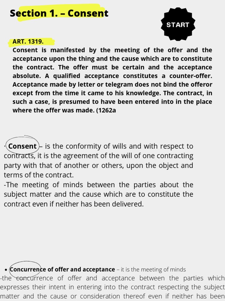 Section 1. - Consent: Start | PDF | Offer And Acceptance | Business Law