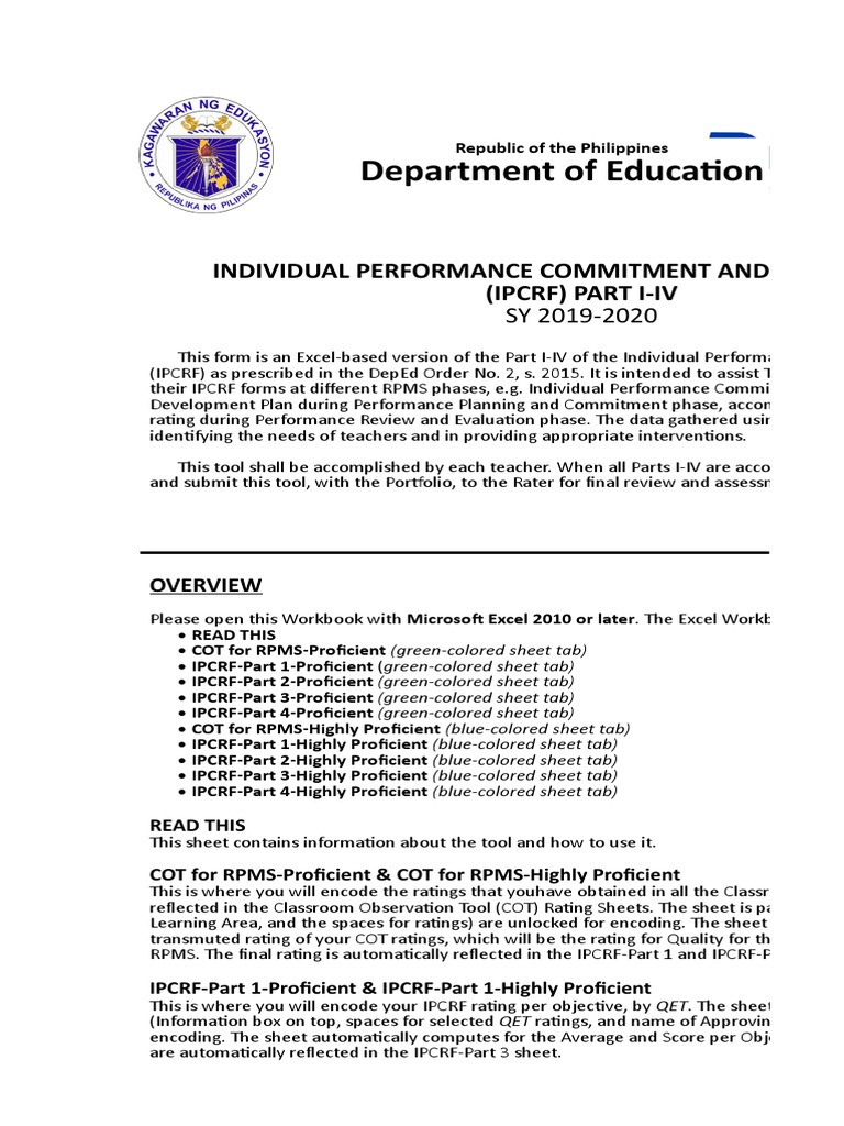 Department of Education: Individual Performance Commitment and Review ...