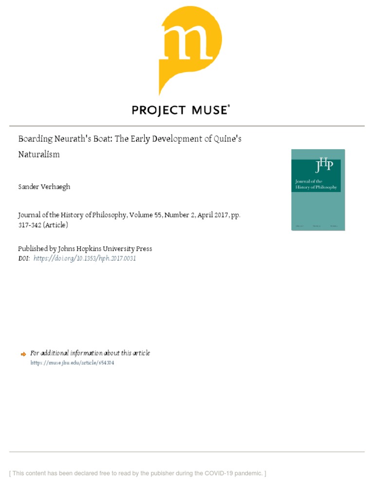 Early Development of Quine Naturalism | PDF | Naturalism (Philosophy ...
