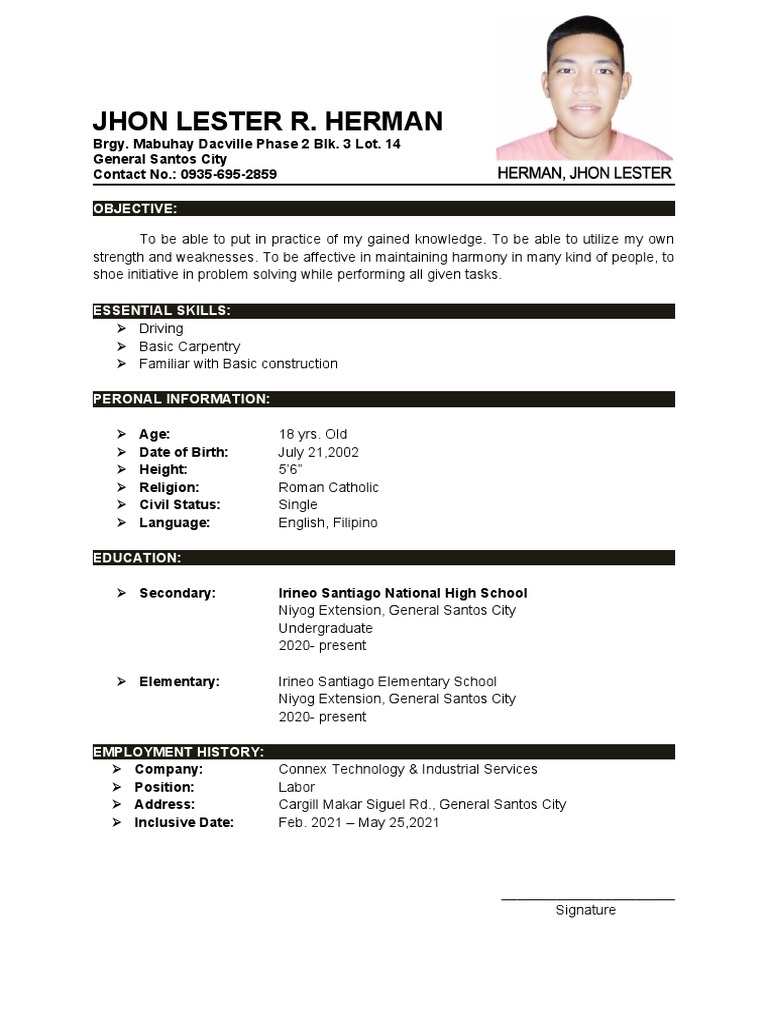 Jhon Lester R. Herman: Objective | PDF | Career & Growth | Business