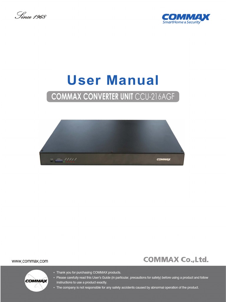 User Manual: Commax Converter Unit Ccu-216Agf | PDF | Ac Power Plugs ...