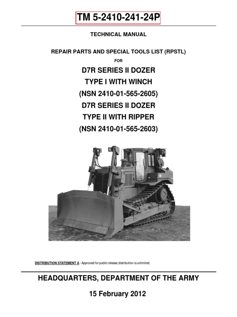 D7R Series Ii Dozer Type I With Winch (NSN 2410-01-565-2605) D7R Series ...