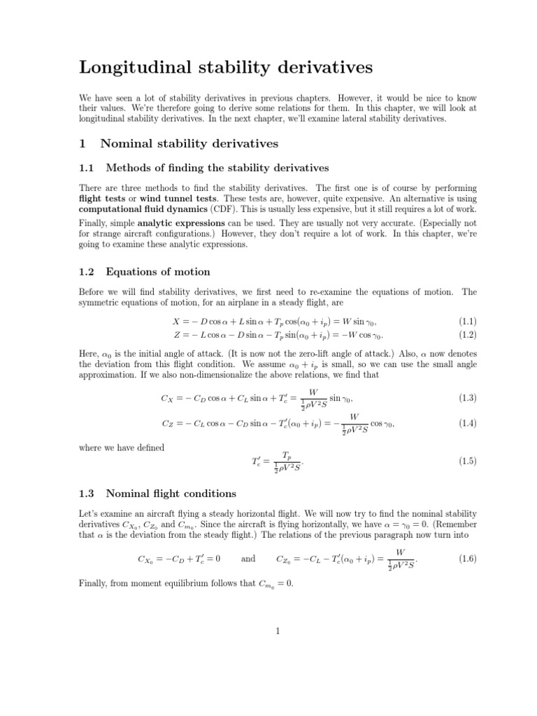 Longitudinal Stability Derivatives | PDF | Teaching Methods & Materials ...