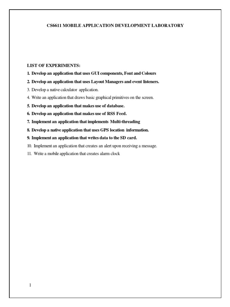 CS6611-Mobile Application Development Lab-Manual | PDF | Android ...