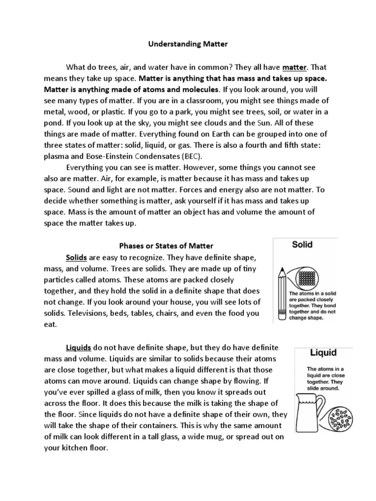 Matter Basics for Young Learners | PDF | Matter | Atoms