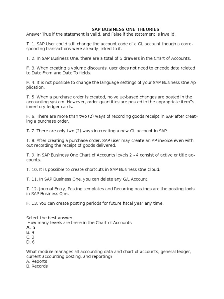 AIS Final Exam Review: SAP Business One | PDF | Receipt | Invoice
