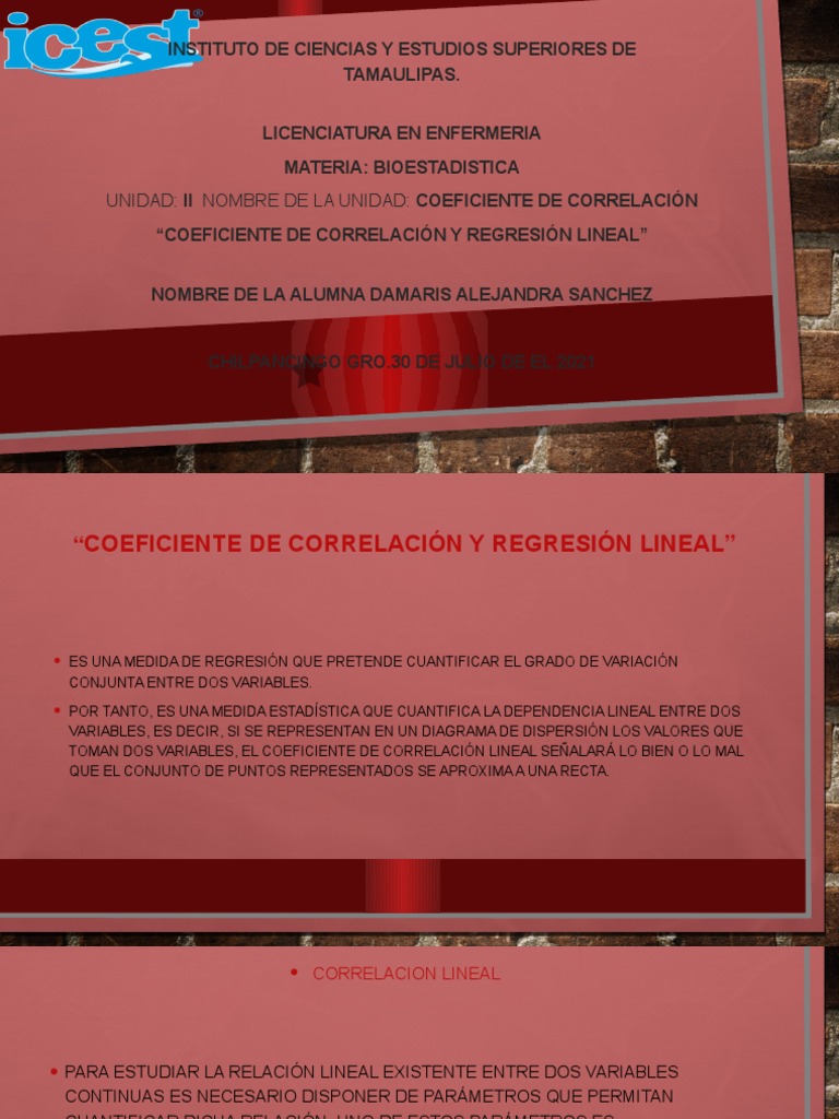 Coeficiente de Correlación y Regresión Lineal | PDF | Correlación y ...