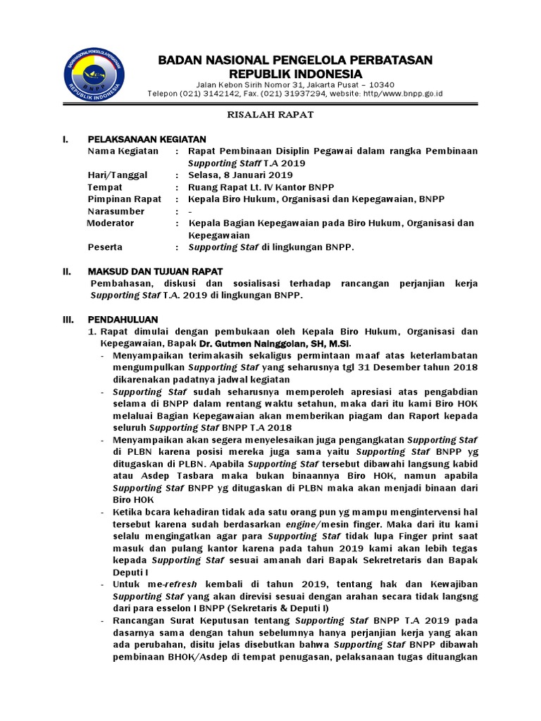 RISALAH RAPAT 08 Jan 2019 | PDF