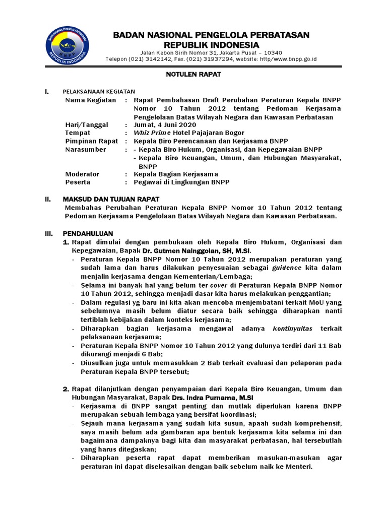 NOTULEN RAPAT 04 Juni 2021 | PDF | Bisnis