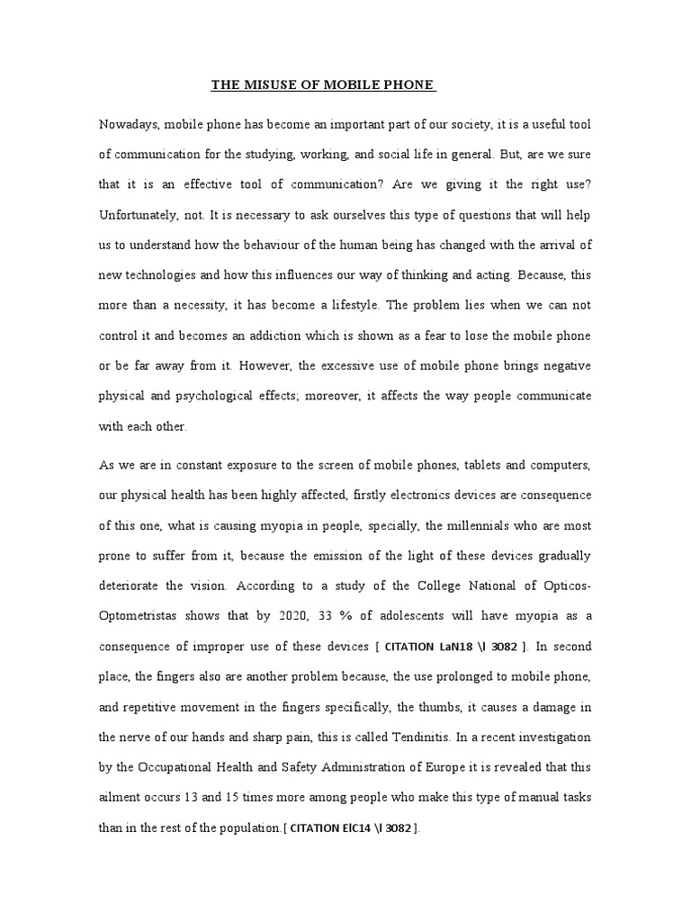 The Misuse of Mobile Phone | PDF | Psychology | Psychological Concepts