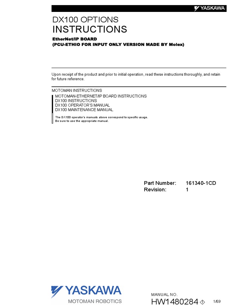 DX100 Options Instructions Ethernet Ip Board | PDF | Input/Output ...