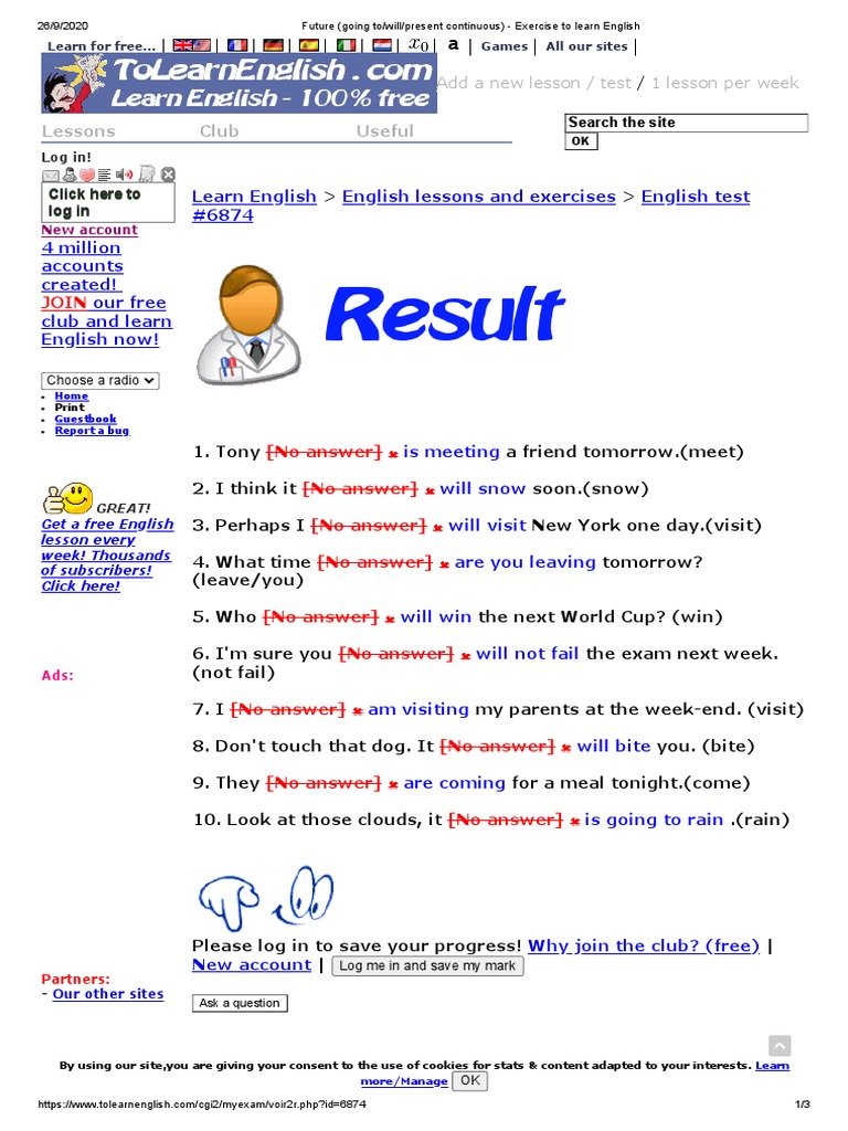 Future (Going To - Will - Present Continuous) - Exercise To Learn ...