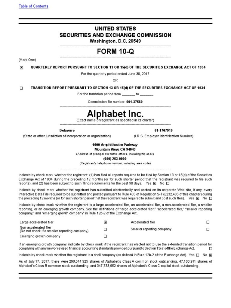 Alphabet Inc.: FORM 10-Q | Download Free PDF | Fair Value | Goodwill ...